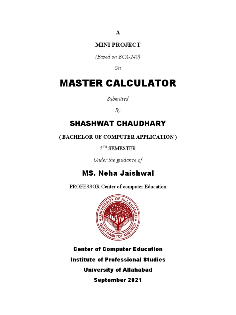 Shashwatchaudhary - Synopsis - Master - Calculater | PDF | Calculator ...