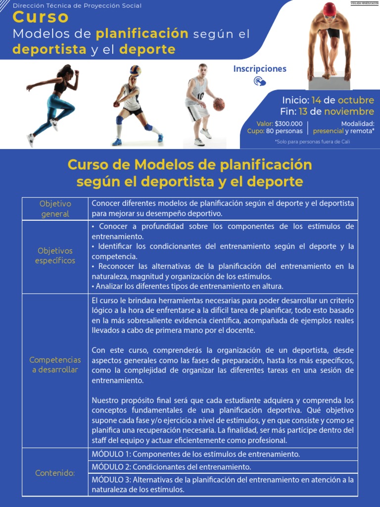 Info Curso Modelos de Planificación Según El Deporte y El Deportista ...