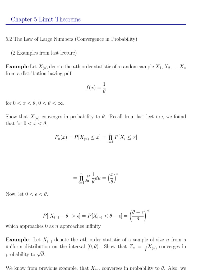 Chapter 5 Limit Theorems | PDF | Probability Distribution | Probability Density Function