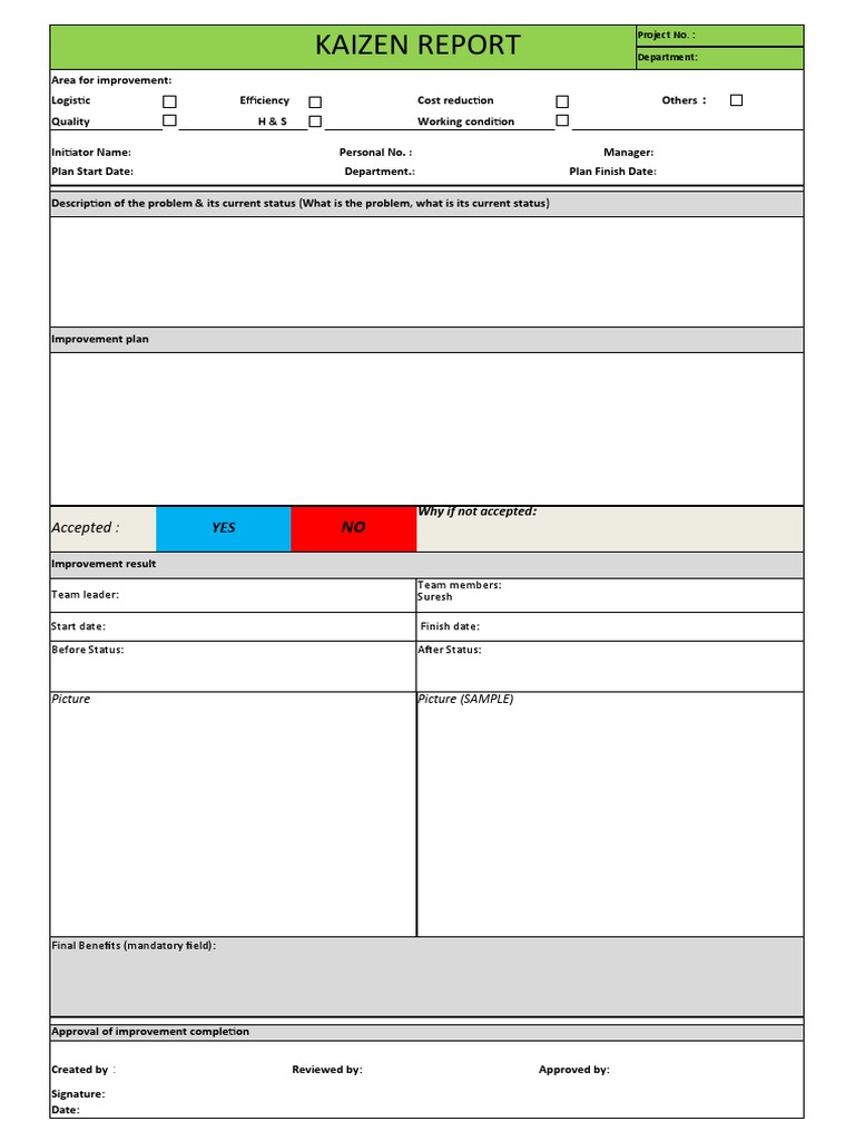 Kaizen Report | PDF