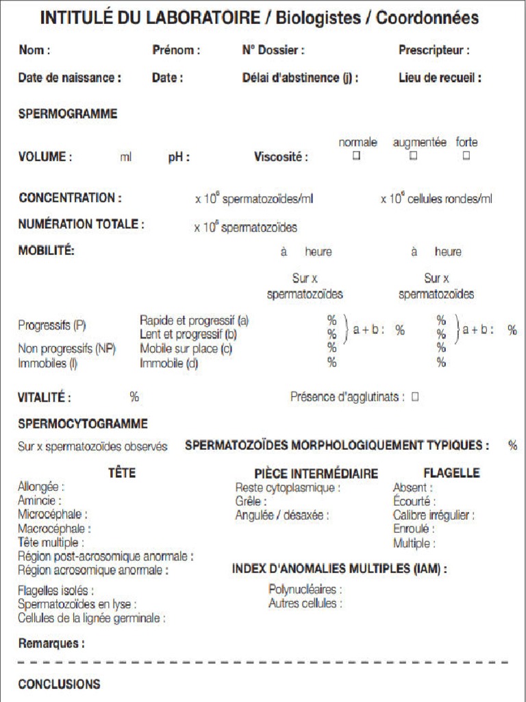 Fiche Spermogramme | PDF