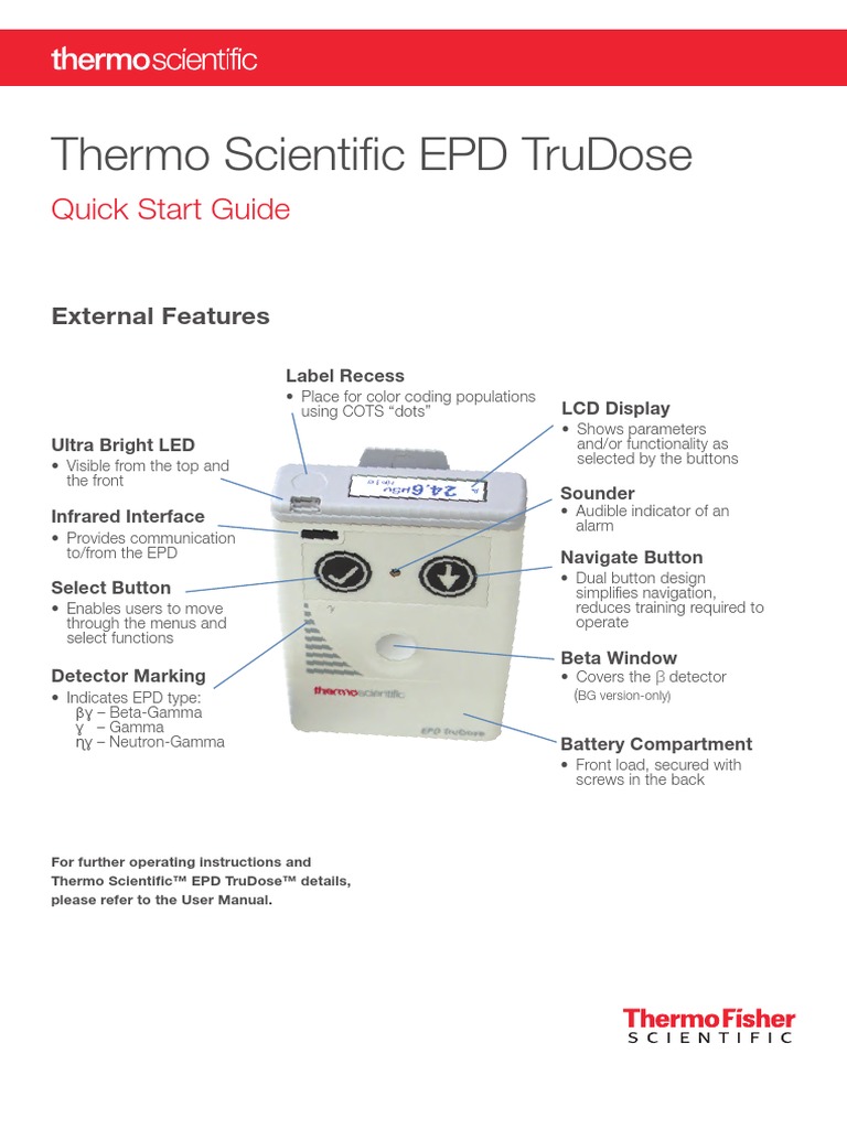 Thermo Scientific Epd Trudose: Quick Start Guide | PDF | Menu (Computing) | Computing