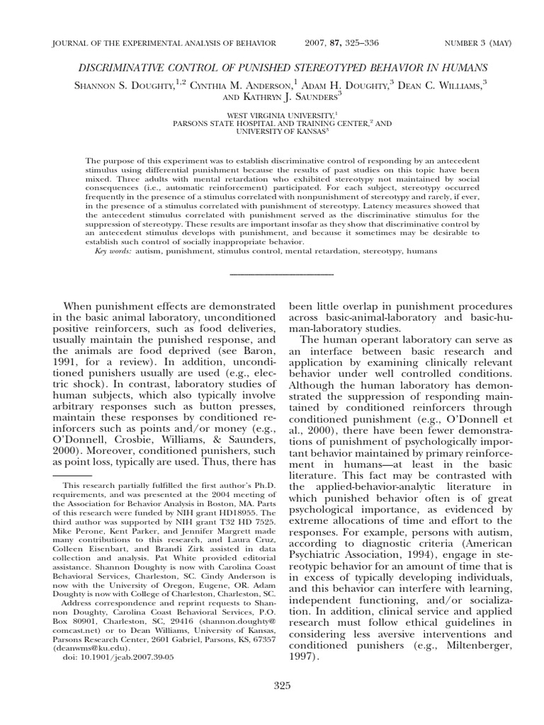 Doughty Et Al. (2007) | PDF | Reinforcement | Punishments