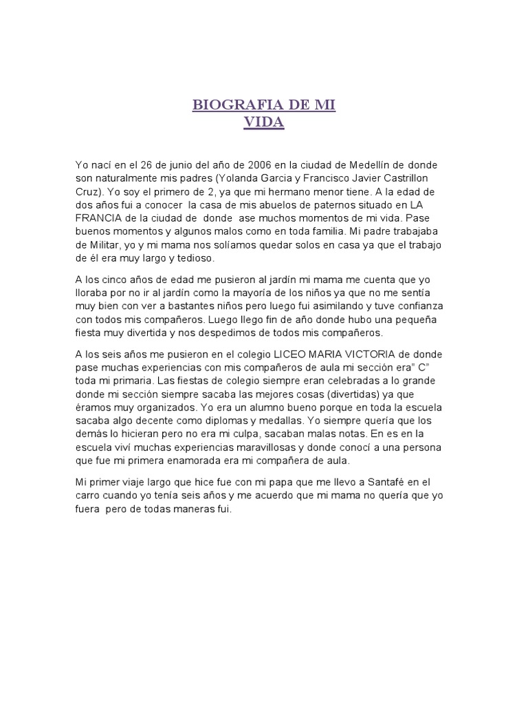 Biografia de Mi Vida | PDF