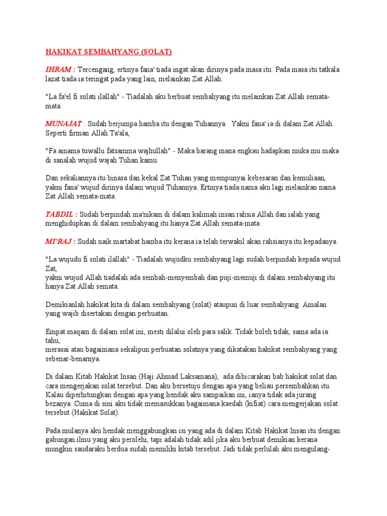 Hakikat Solat | PDF