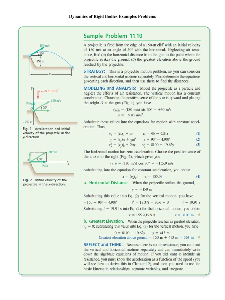 Rigid Body Dynamics: Examples & Problems | PDF