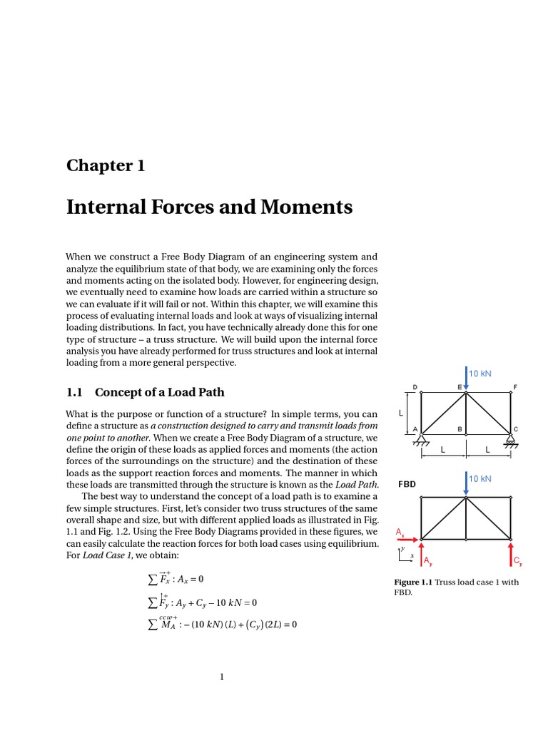 Internal Forces and Moments: 1.1 Concept of A Load Path | PDF | Beam ...