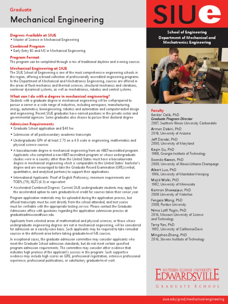 SIUE Mechanical Engineering Graduate Program | PDF | Thesis ...