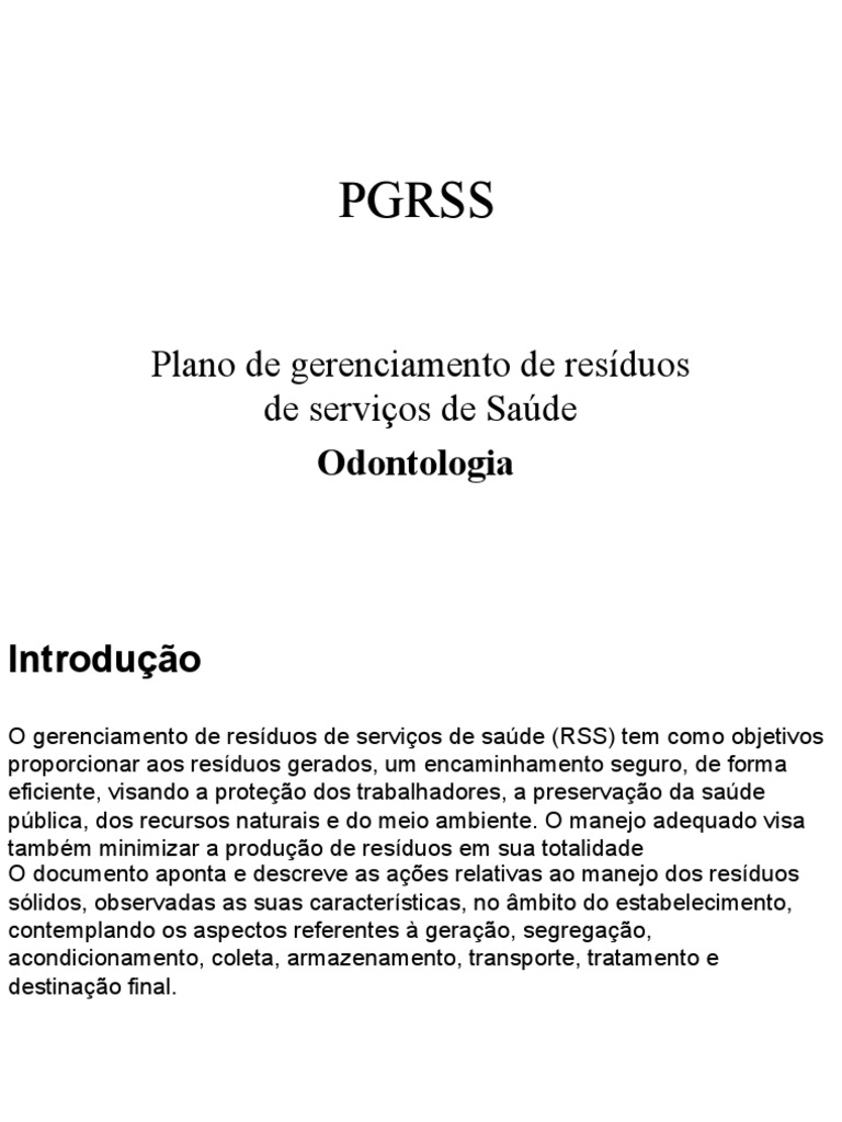 PGRSS - Modelo | Download grátis PDF | Desperdício | Reciclagem