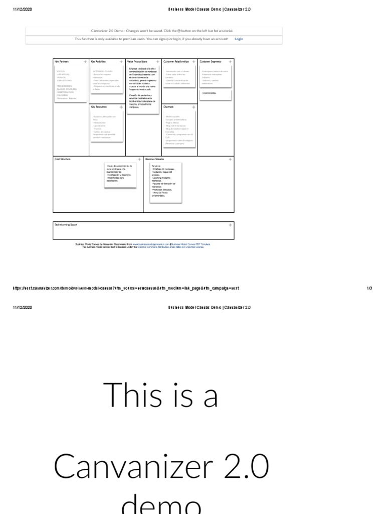 Business Model Canvas Canvanizer 2.0 | PDF