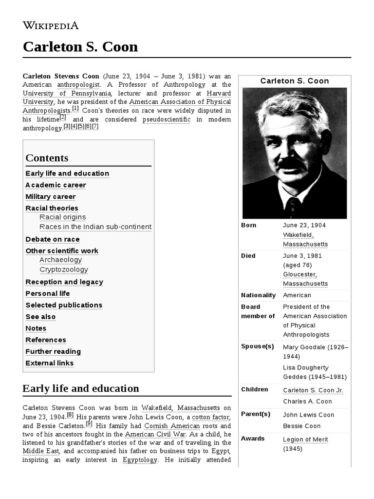 Carleton S. Coon | PDF | Race (Human Categorization)