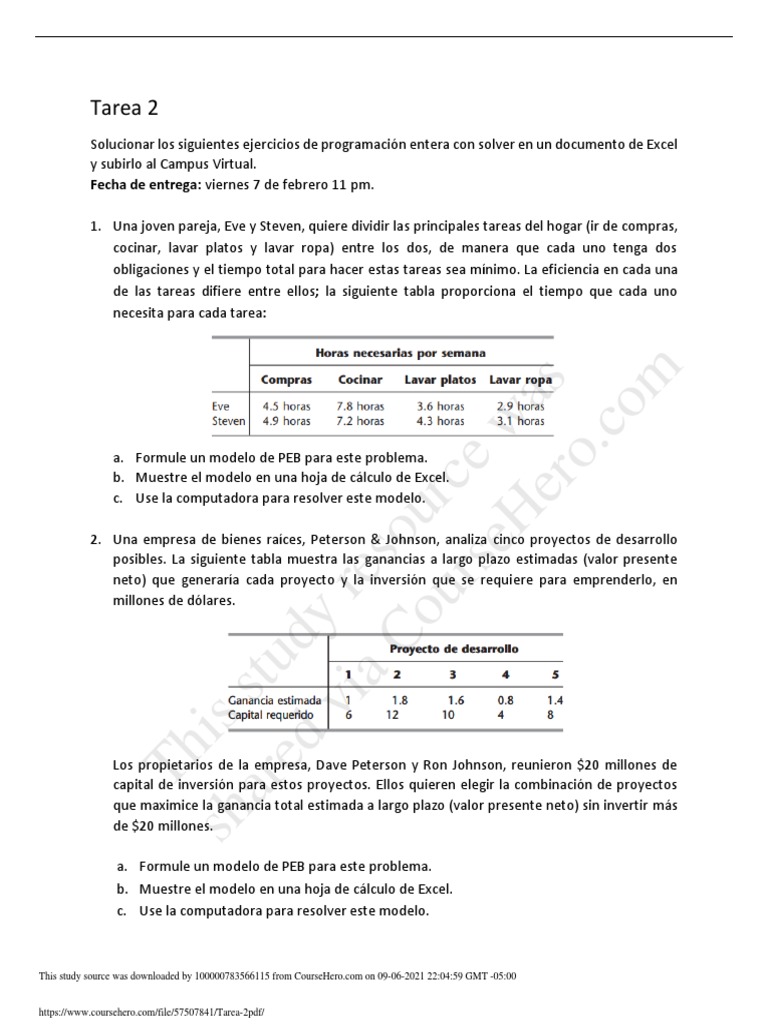 Tarea 2 PDF | PDF | Microsoft Excel