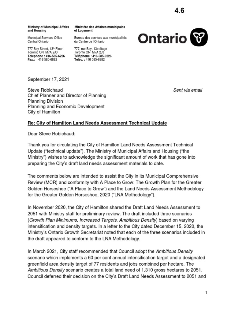 Letter From Province About Hamilton Urban Boundary | PDF | Real Estate ...