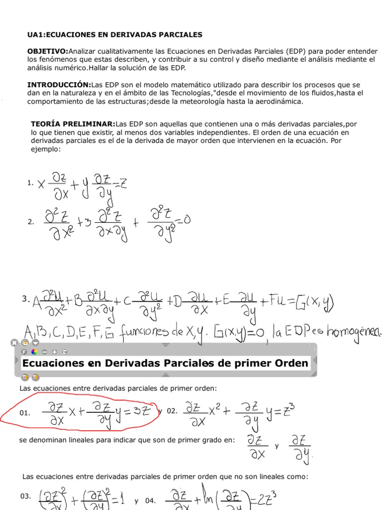 Ecuaciones en Derivadas Parciales 01 (Edp) | PDF | Ecuación diferencial parcial | Ecuaciones