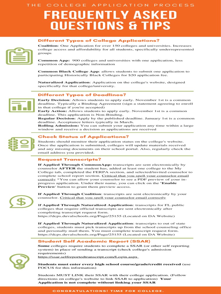 FAQ College Application Process | PDF | Act (Test) | Student Assessment ...