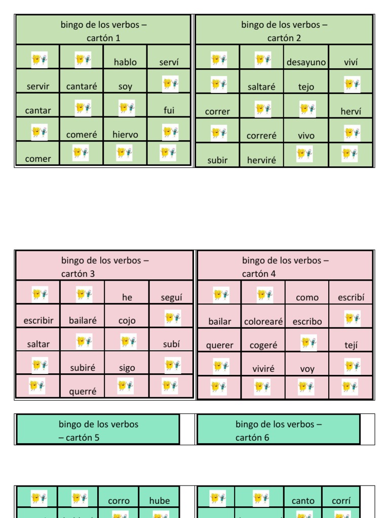 BINGO VERBOS Publicar | PDF | Gramática | Morfología