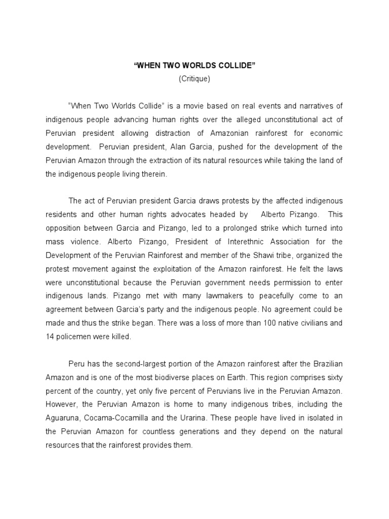 When Two Worlds Collide | PDF | Amazon Rainforest | Peru