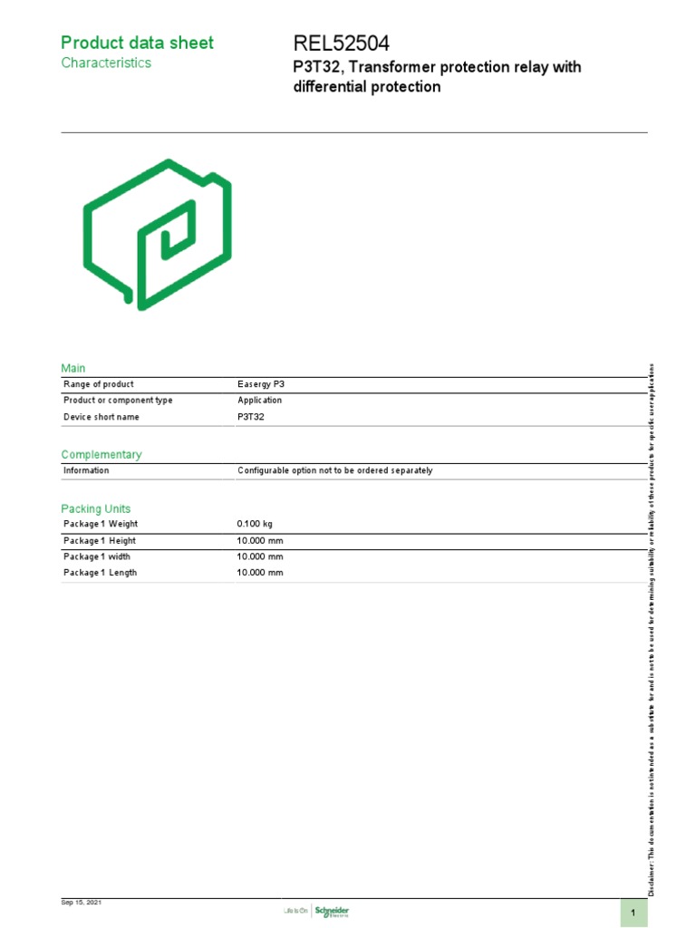P3T32 Transformer Protection Relay | PDF