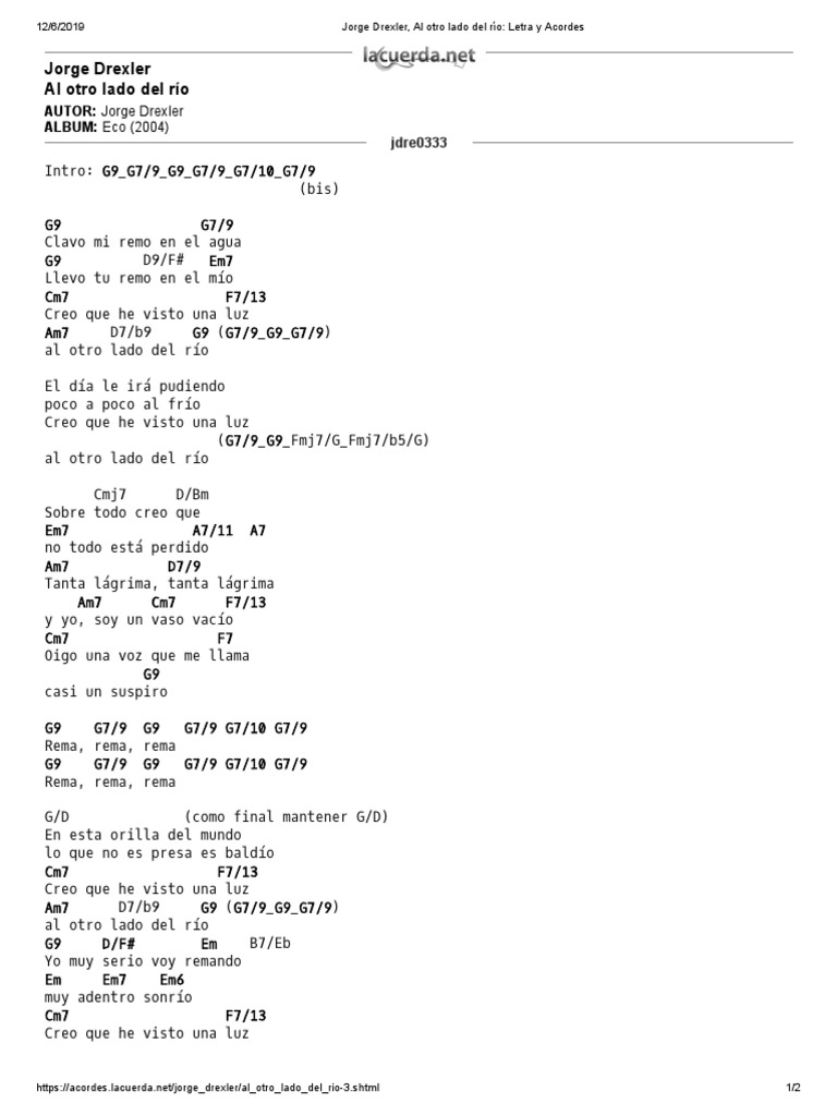 Jorge Drexler, Al Otro Lado Del Río - Letra y Acordes | PDF | Álbumes