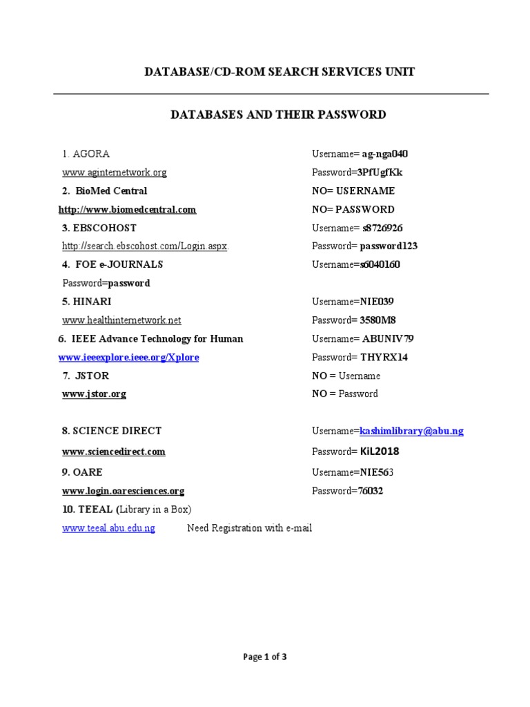Database/Cd-Rom Search Services Unit: WWW - Teeal.abu - Edu.ng | PDF ...