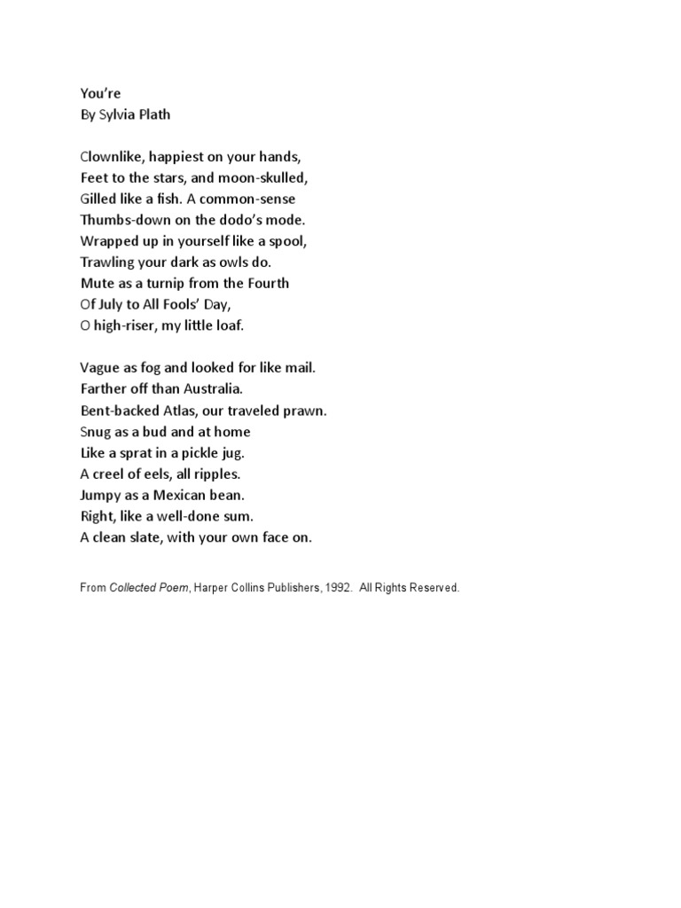 Sylvia Plath's "You're" Poem Analysis | PDF