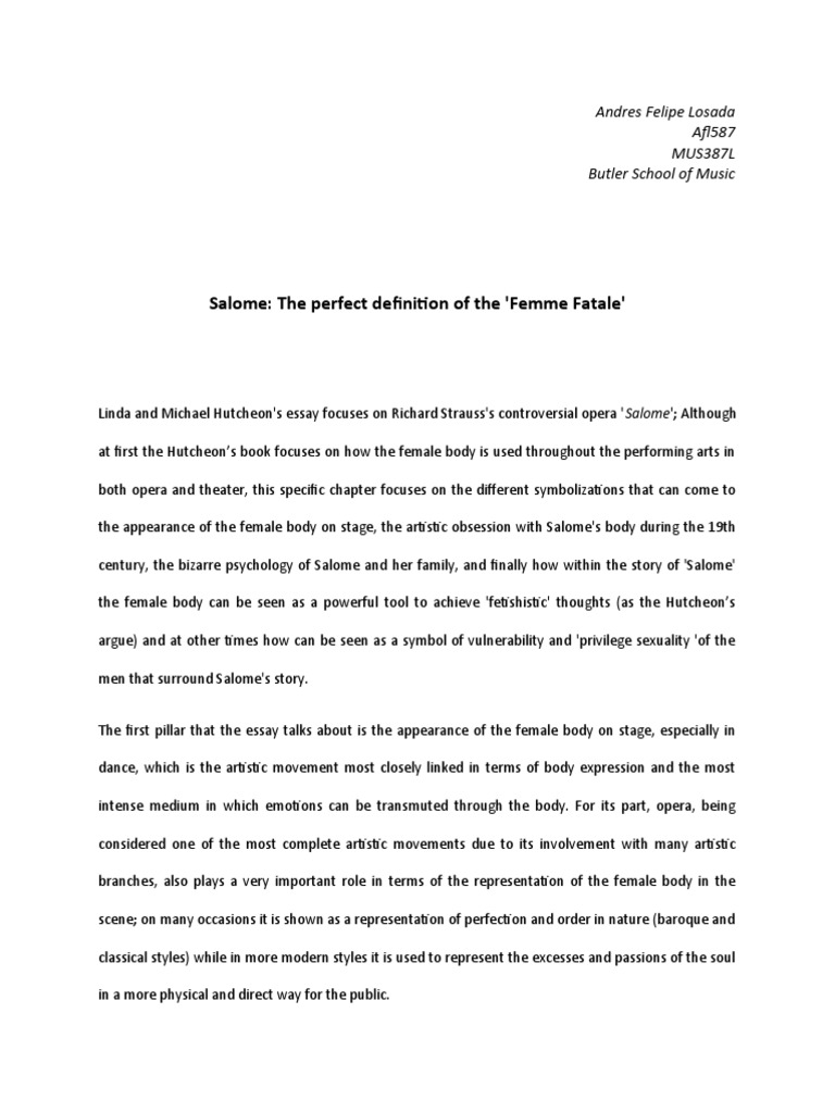Salome: The Perfect Definition of The 'Femme Fatale' | PDF