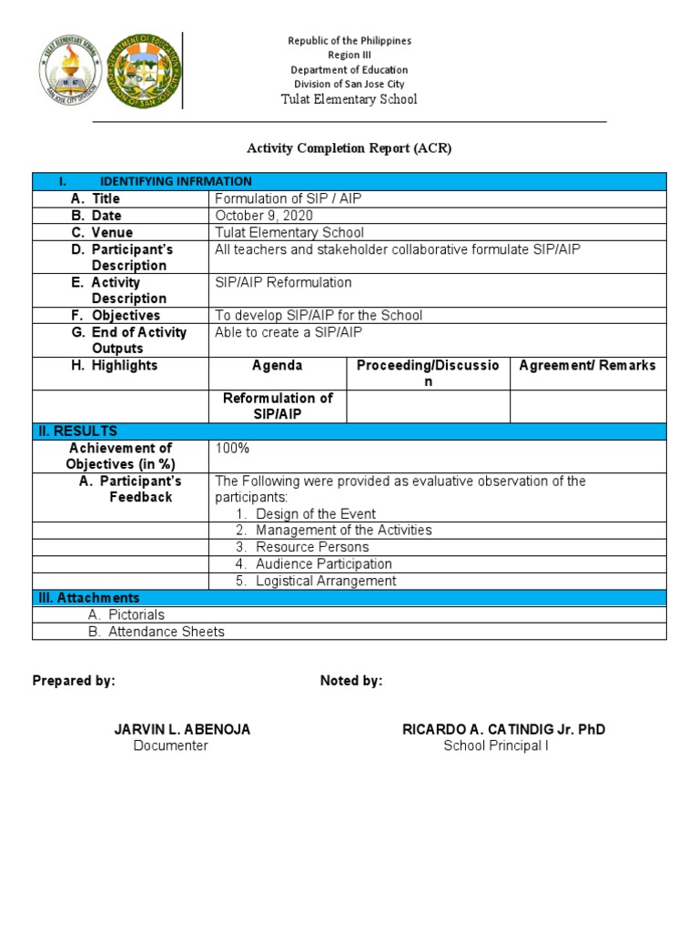 Acr Formulation of Sip/aip | PDF
