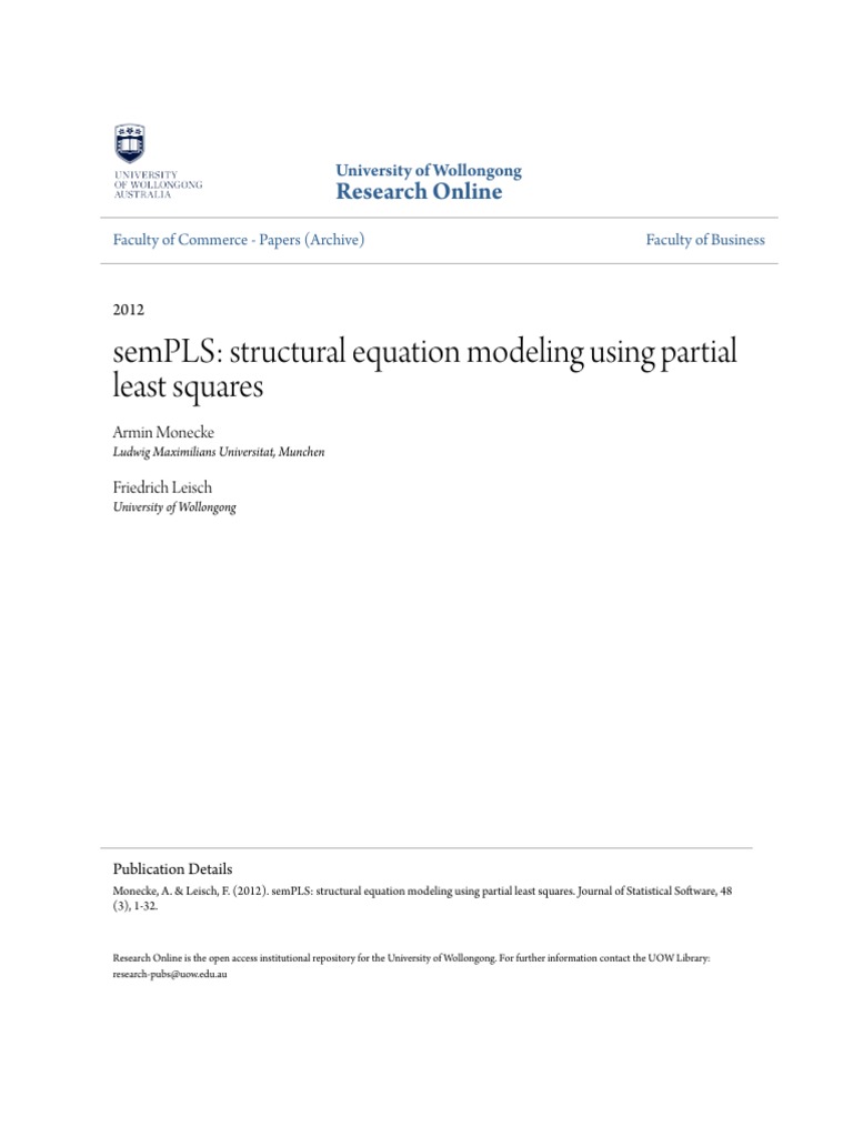 Sempls: Structural Equation Modeling Using Partial Least Squares | PDF | Structural Equation ...