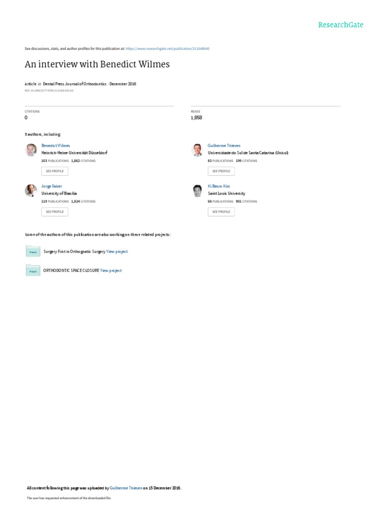 An Interview With Benedict Wilmes: Dental Press Journal of Orthodontics ...