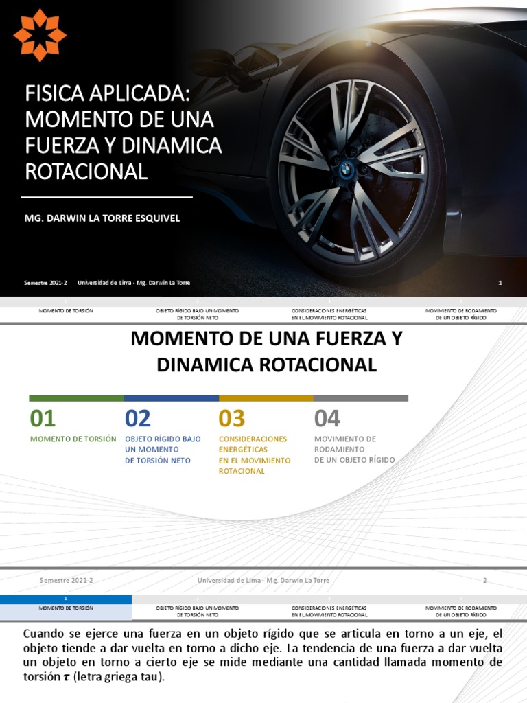 Clase 2 Momento de Una Fuerza y Dinámica Rotacional | PDF | Rotación ...