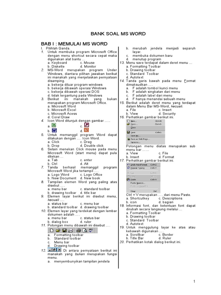Bank Soal Ms Word | PDF