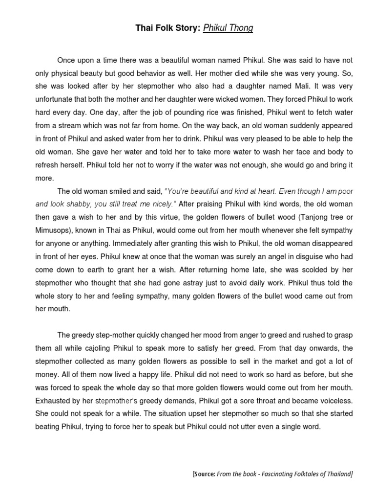Thai Folk Story - Phikul Thong | PDF
