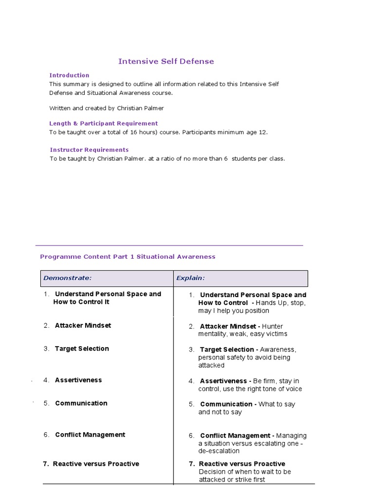 Intensive Self Defense | PDF