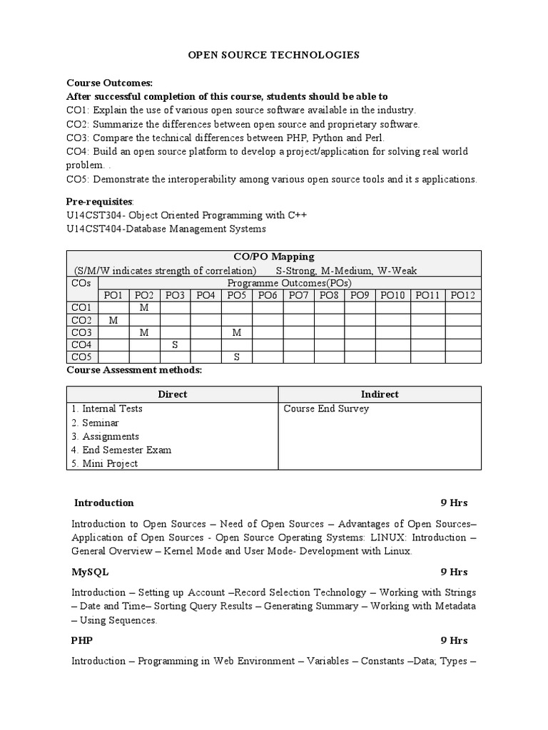 Open Source Syllabus | PDF | Php | Perl
