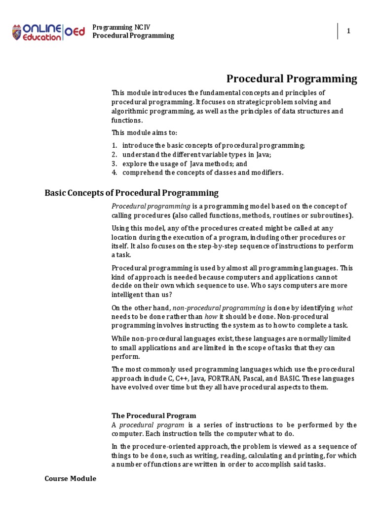 Week 015-016 - Module Procedural Programming | PDF | Class (Computer Programming) | Method ...