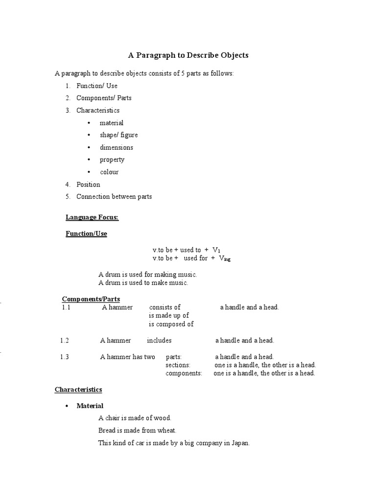 Describing Objects - Paragraph Example | PDF | Shape