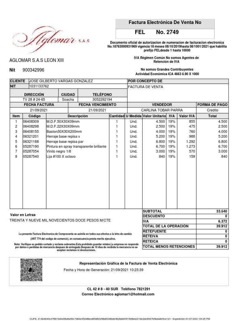 FACTURA | PDF | Factura | Contabilidad