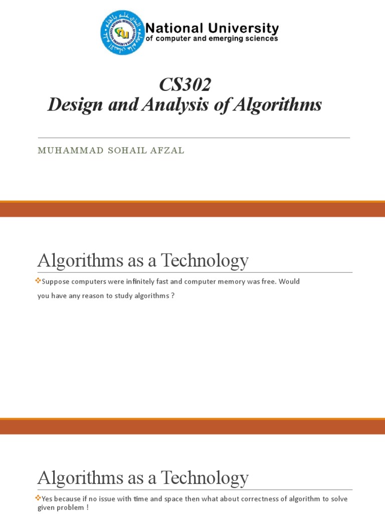 Cs302 Design And Analysis Of Algorithms Muhammad Sohail Afzal Pdf Algorithms Computer 4756