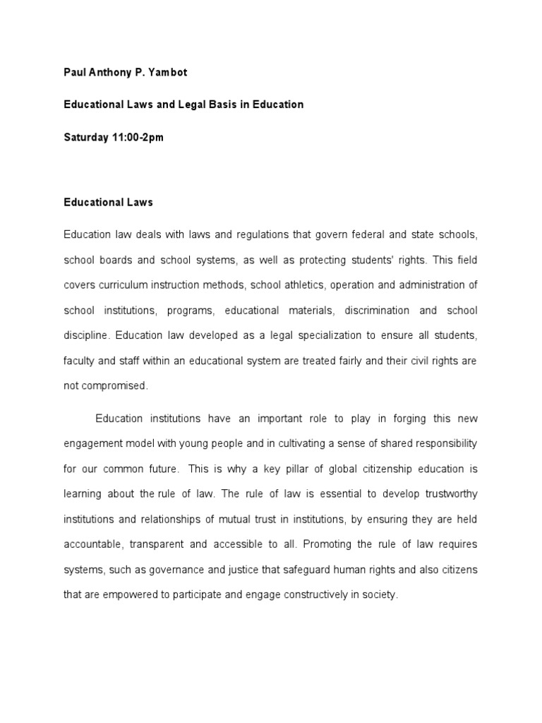 Educational Laws in the Philippines | PDF | Rule Of Law | Philippines