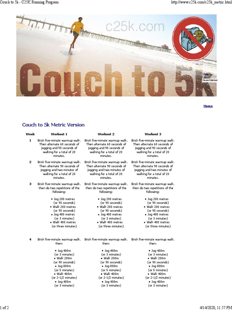 C25K Running Program Guide | PDF | Physical Exercise | Physical Fitness