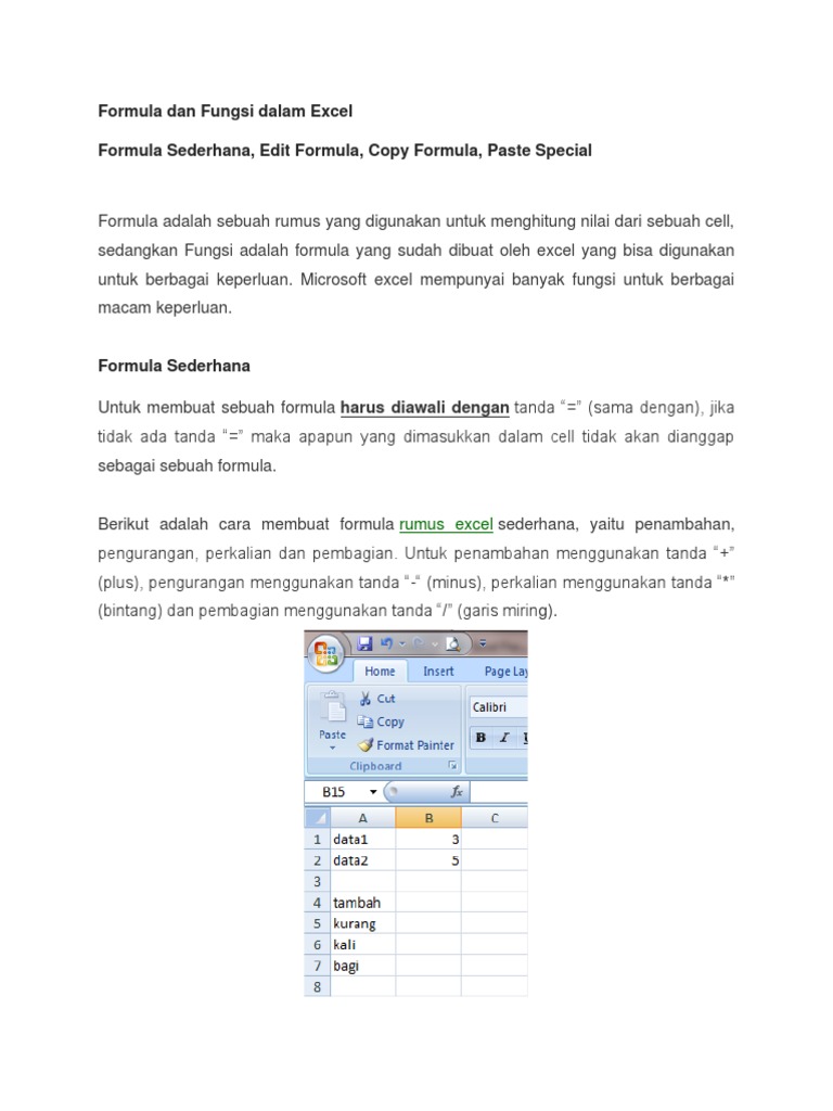 Formula Dan Fungsi Dalam Excel | PDF