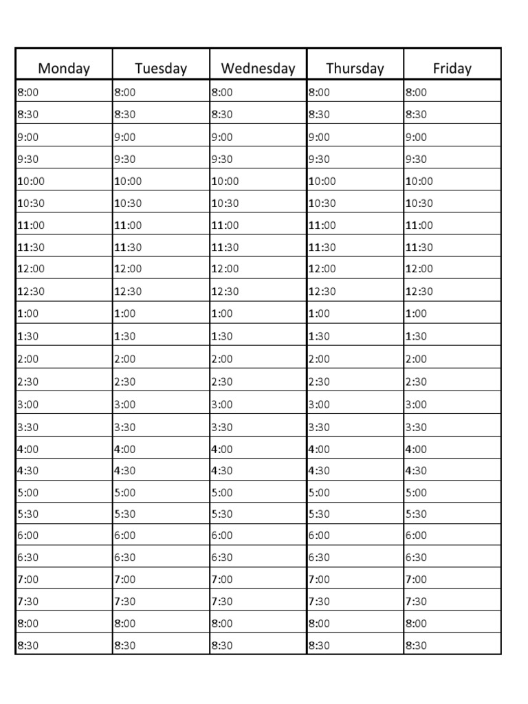 Blank Schedule | PDF | Cooking, Food & Wine