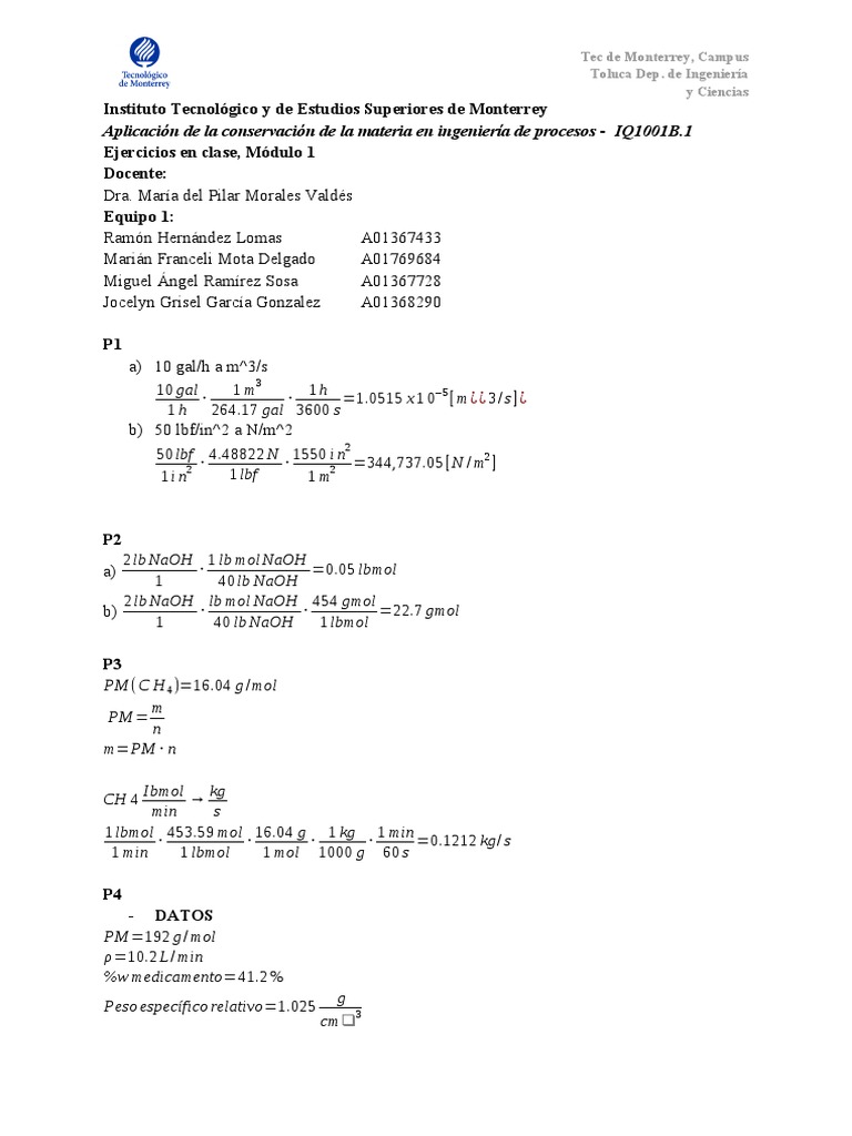 Ejercicio Modulo 1 | PDF | Concentración | Kilogramo
