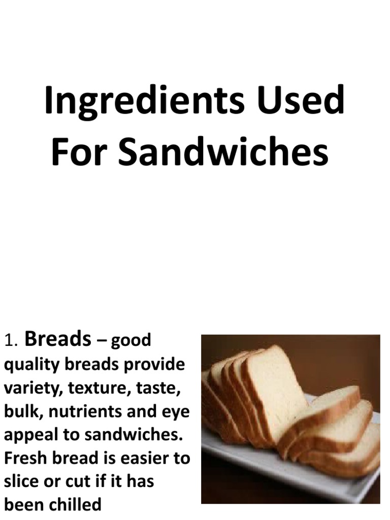 Essential Ingredients for Sandwiches | PDF | Sausage | Breads