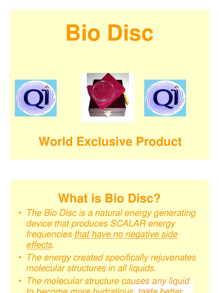Bio Disc: Scalar Energy Water Enhancer | PDF | Cooking, Food & Wine