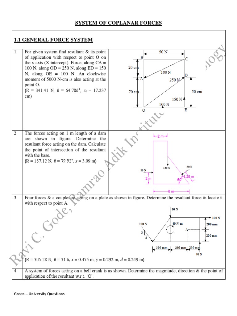 Assignment 2 - Problems On Coplanar General Force System | PDF | Science & Mathematics ...