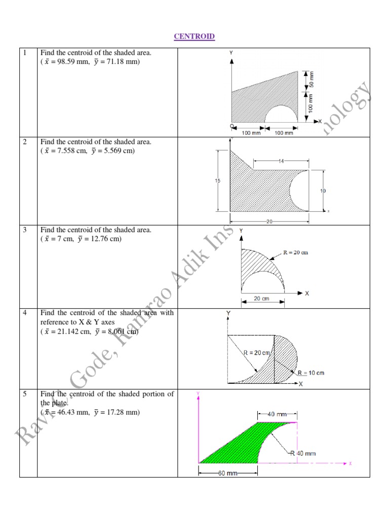 Centroid Calculations for Shaded Areas | PDF