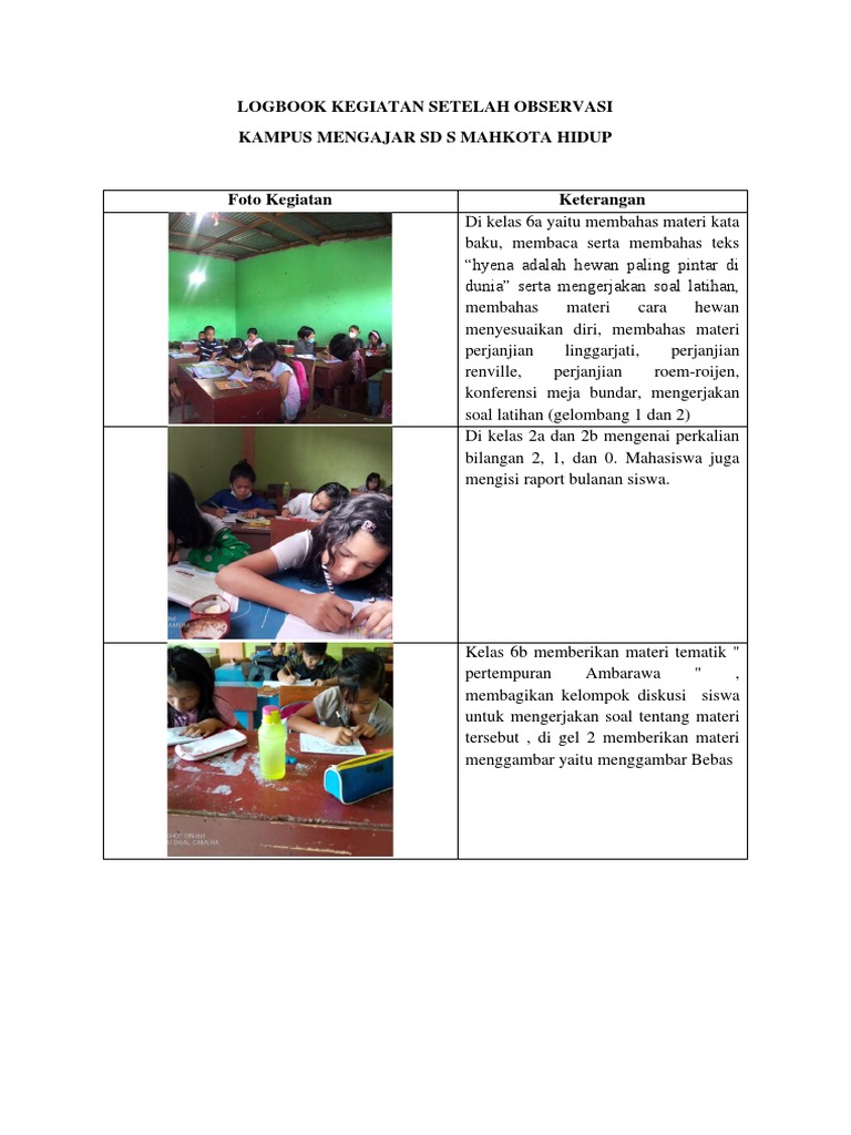 Contoh Logbook Kampus Mengajar | PDF