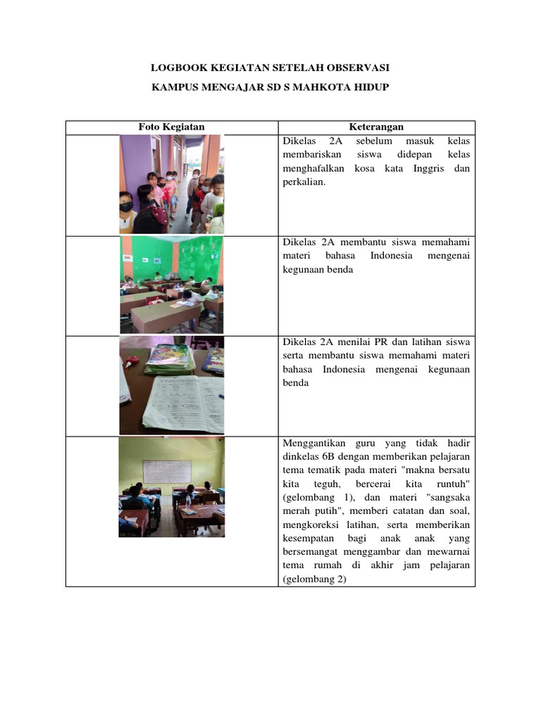 Contoh Logbook Kampus Mengajar | PDF