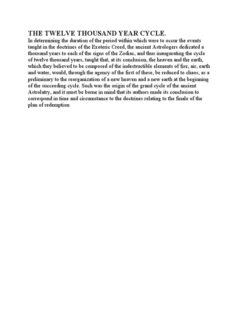 The Twelve Thousand Year Cycle | PDF